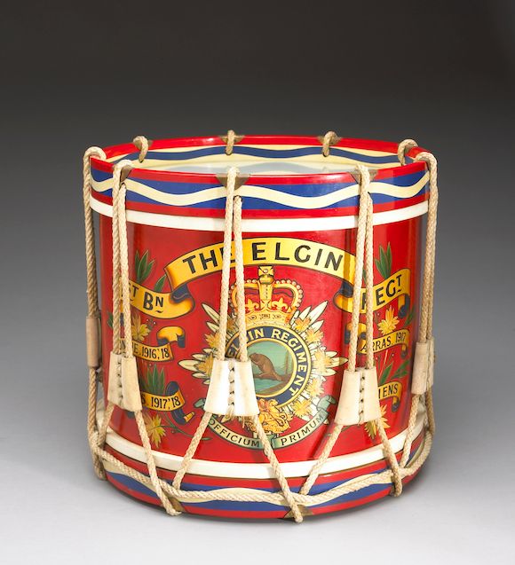 Bonhams : A Canadian regimental drum for 1st Battalion the Elgin Regiment
