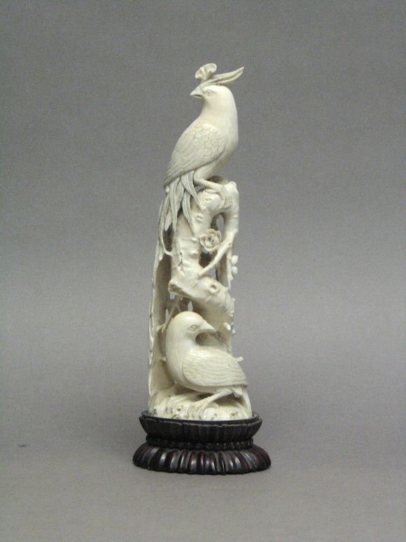 Bonhams : A Chinese carved ivory phoenix