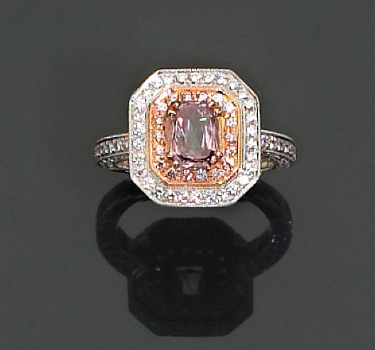 Bonhams : A color treated diamond and diamond ring