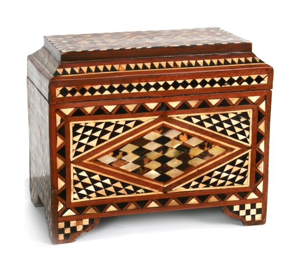 Bonhams : A Moorish style mother of pearl and tortoise shell inlaid box