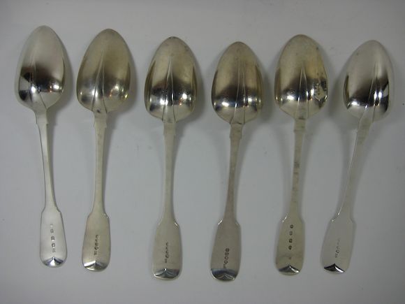 Bonhams : A set of six Irish George III silver serving spoons