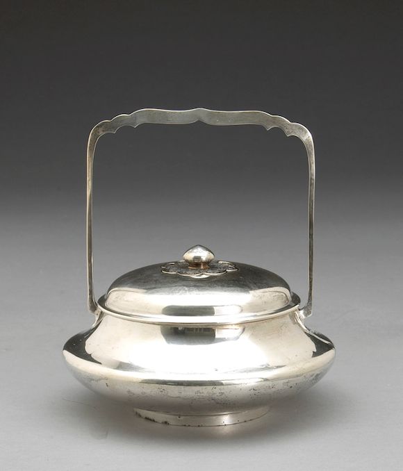 Bonhams : Sterling and 14K Basket Form Bowl with Cover in the Japanese ...