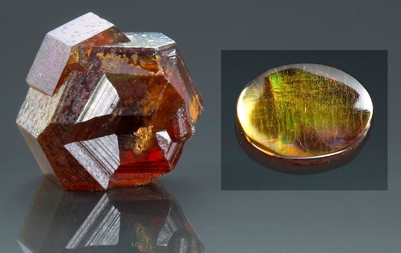 Bonhams : Rainbow Andradite Garnet Rough and Cut