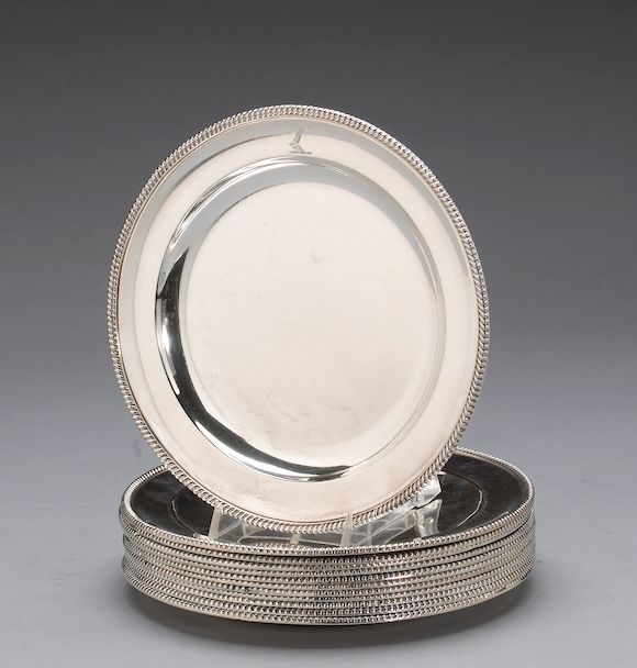 Bonhams : Sheffield Plate Set of Twelve Dinner Plates