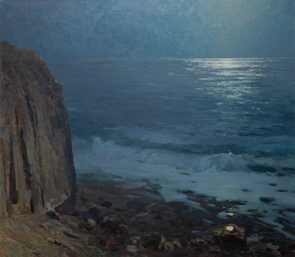 Bonhams : Rod Goebel (American, 1946-1993) Coastal Sunset 40 x 46in