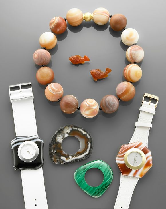 Bonhams : Suite of Four Interchangeable Gemstone Wristwatch Bezels and ...