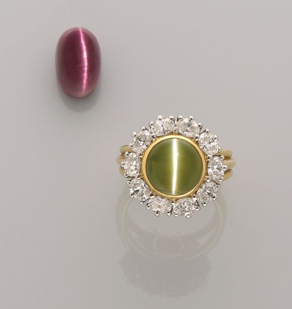Bonhams : Cat’s Eye Chrysoberyl and Diamond Ring