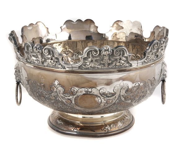 Bonhams : English Plated Monteith with Chased Decoration