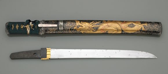 Bonhams : A tanto with gilt lacquer scabbard Meiji Period