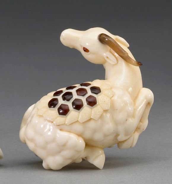 Bonhams : An ivory and horn study of a unicorn By George Weill