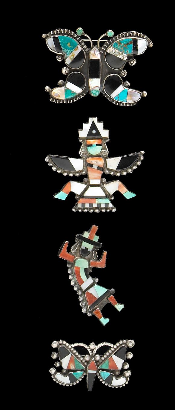 Bonhams : Four Zuni pins