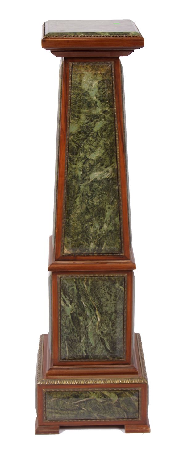 Bonhams : A pair of verde marble inlaid pedestals