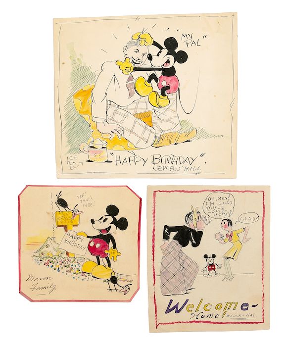 Bonhams : Three original Mickey Mouse greeting cards and a collection ...