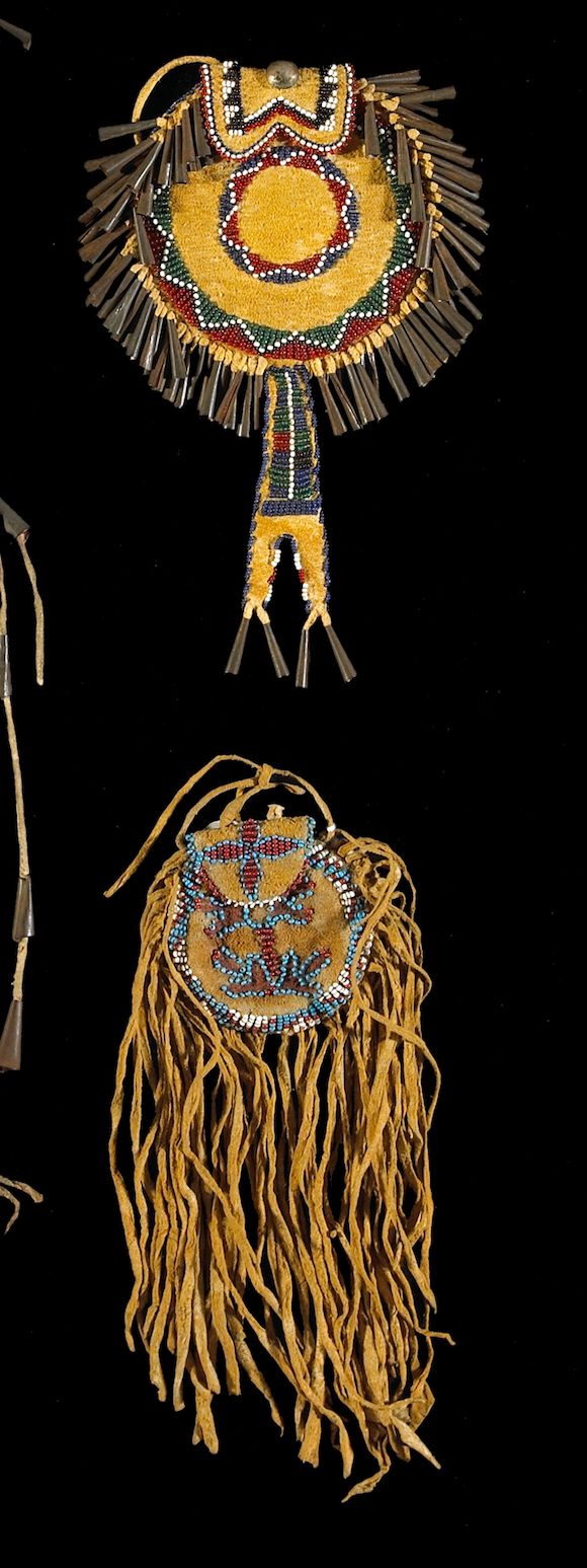 Bonhams : Two Apache beaded pouches