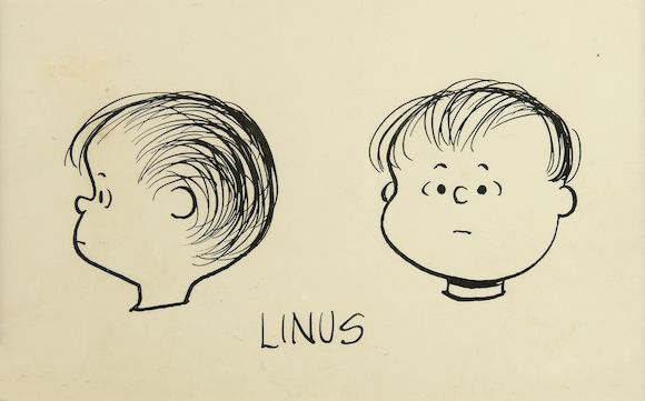 Bonhams : A Charles Schulz study drawing of Linus