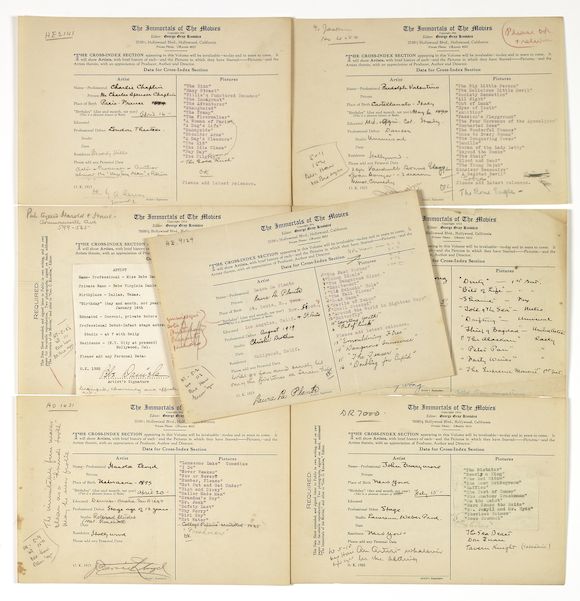 Bonhams : A large collection of questionnaire forms signed by silent ...