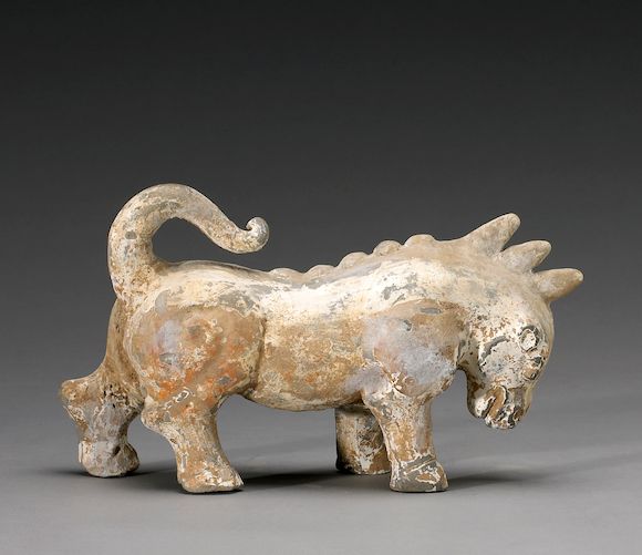 Bonhams : A gray pottery model of a chimera Han Dynasty