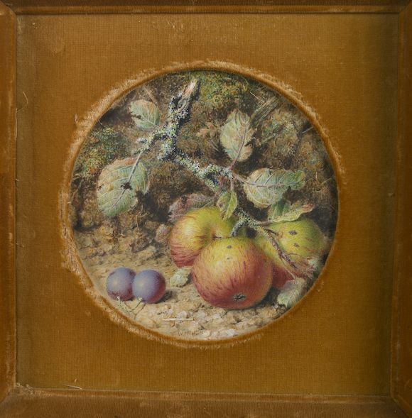 Bonhams : William Hough (British, 1819-1897) A still life with apples 7 ...