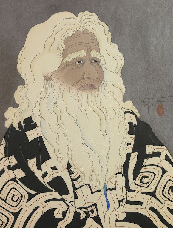 Bonhams : Paul Jacoulet (French, 1896-1960); Mr. Chikabumi, Old Aino ...