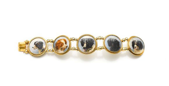 Bonhams : A 20th century bracelet with five linked miniatures of ...