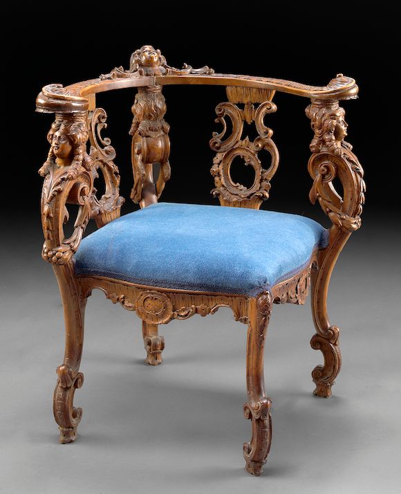 Bonhams : An Austrian Rococo Revival walnut corner chair