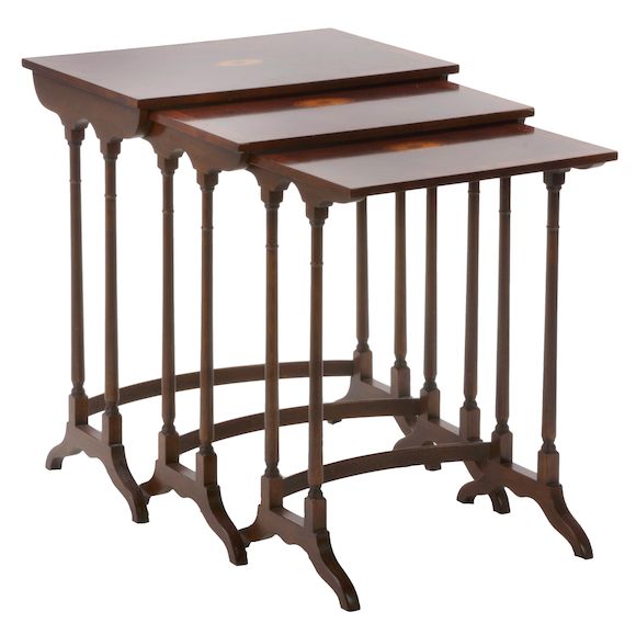 Bonhams : A set of three George III style nesting tables
