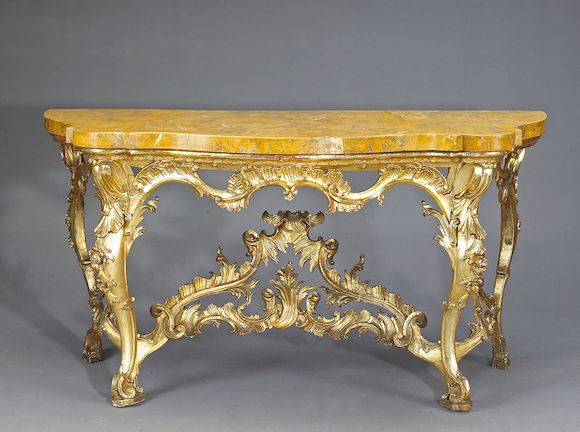 Bonhams : A fine Italian Baroque silver gilt and scagliola console table