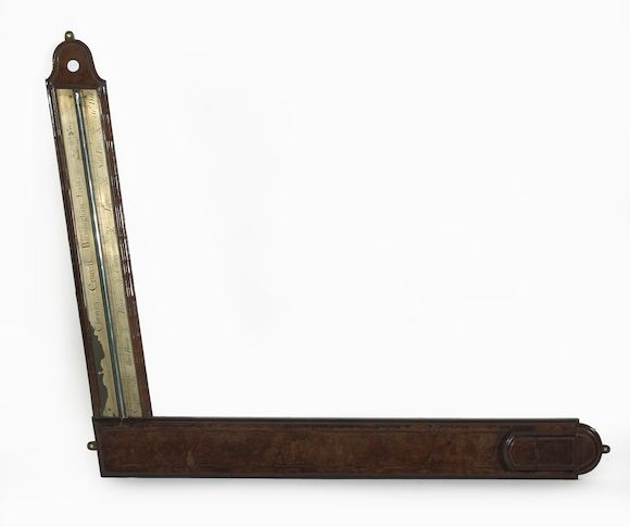 Bonhams : A late George I figured walnut angle barometer