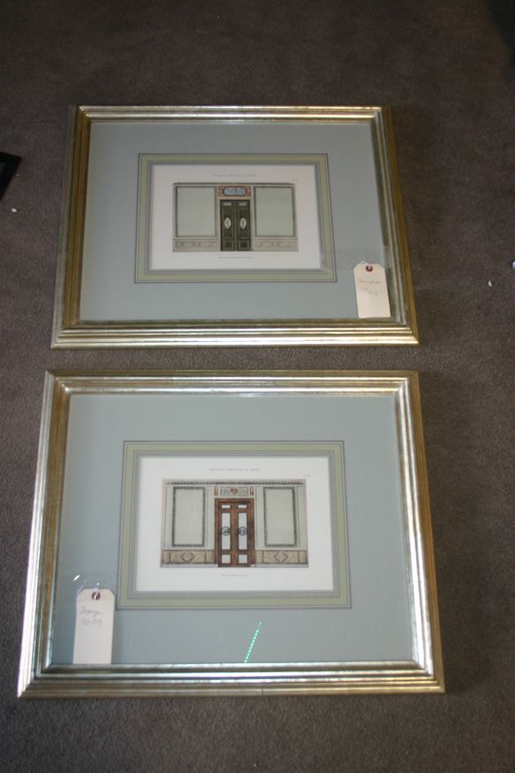 Bonhams : Five framed prints of interior architectural elevations