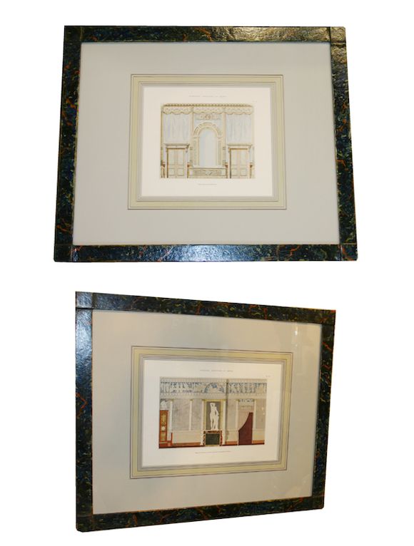 Bonhams : A pair of framed prints of French interior architectural ...