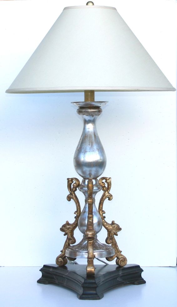 Bonhams : A Baroque style silvered and gilt metal lamp on faux ...