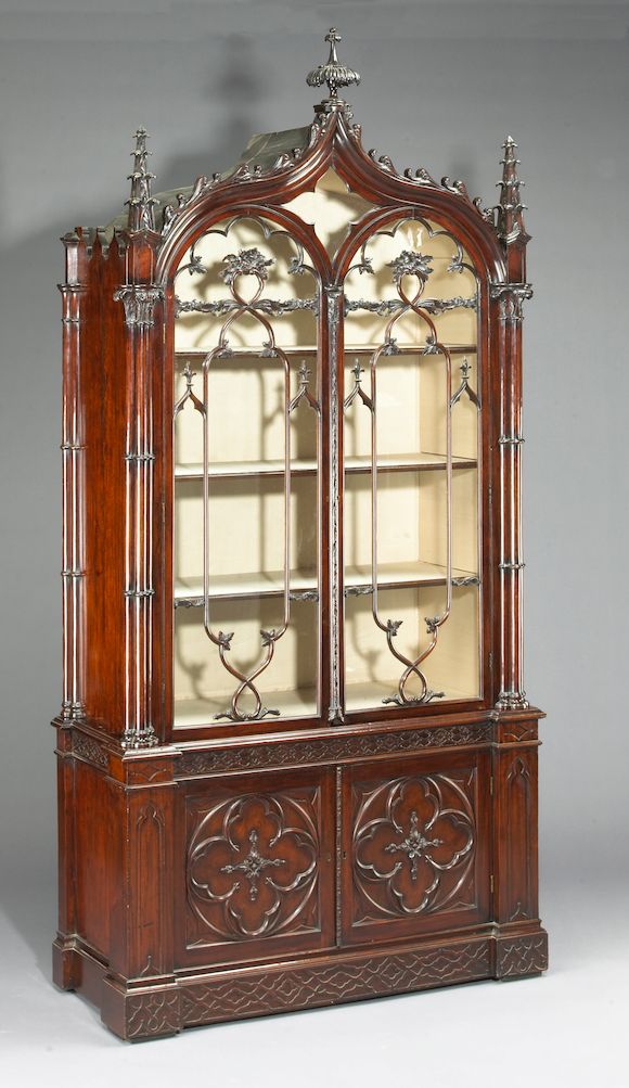 Bonhams : A fine Gothic Revival carved mahogany bookcase