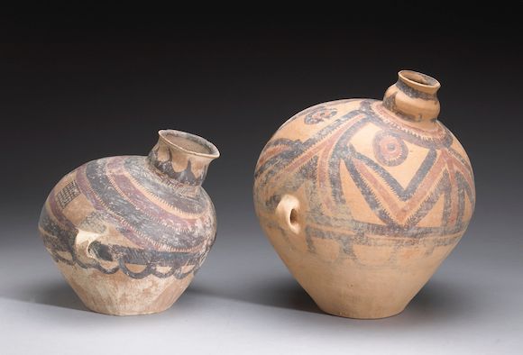 Bonhams : Two Neolithic painted pottery jars Majiayao Culture