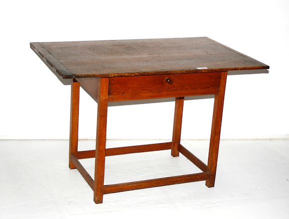 Bonhams : A Continental/English oak hinged tuckaway table