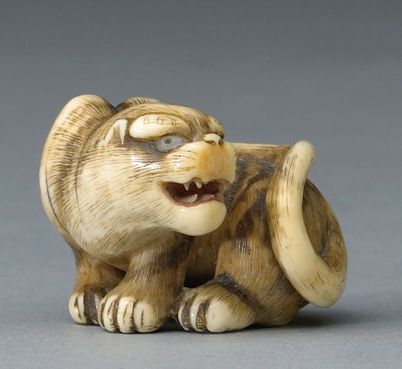 Bonhams : An ivory study of a tiger Style of Hakuryu II, Kyoto, 19th ...