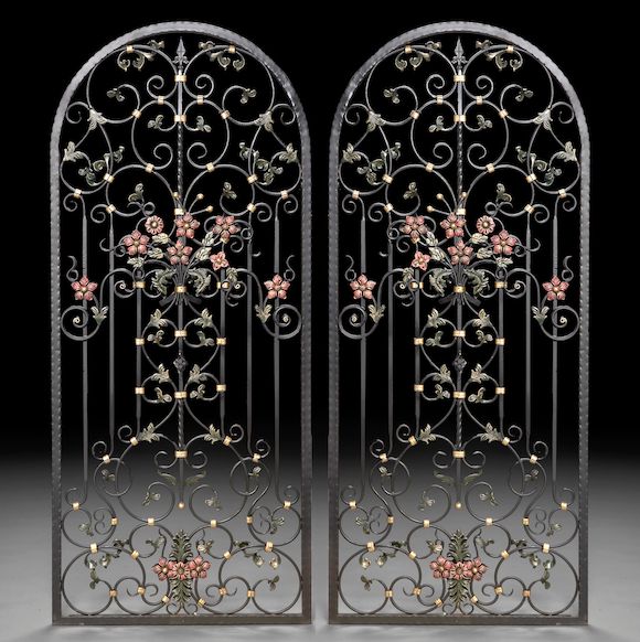 Bonhams : A set of four Baroque style wrought iron and tôle panels