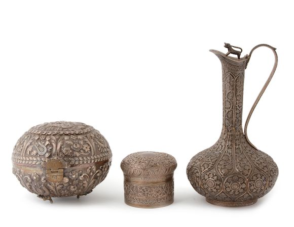 Bonhams : Group of Three Hand Wrought Silver Table Articles