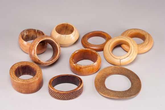Bonhams : A group of ten African ivory bangles