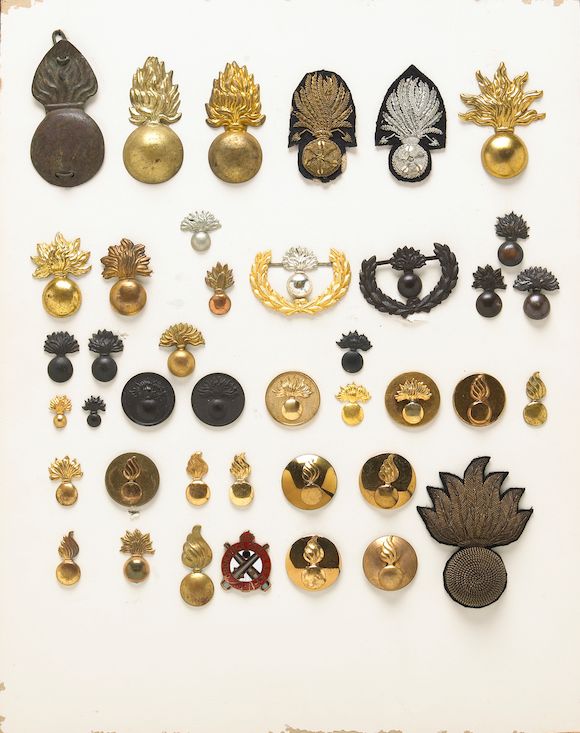Bonhams : A group of Ordnance Corps/flaming bomb insignia