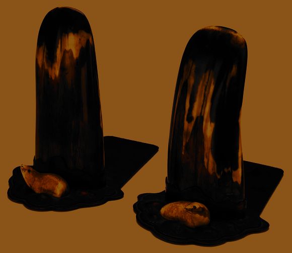Bonhams : A pair of Albert Berry hammered copper and fossilized walrus ...
