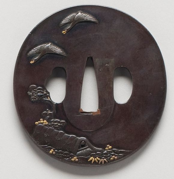 Bonhams : A Mito school shakudo tsuba 19th Century