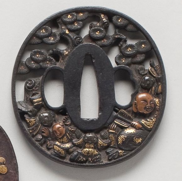 Bonhams : A Soten marubori iron tsuba Early 19th Century