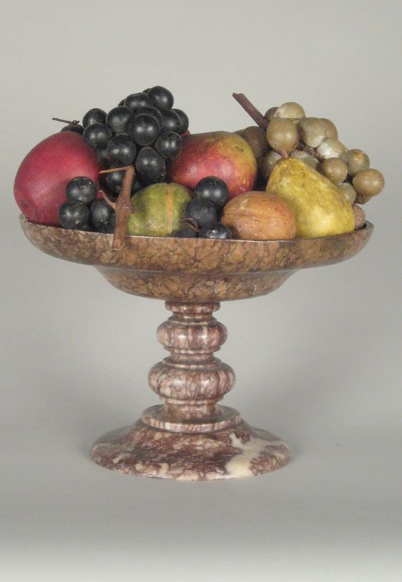 Bonhams : An Italian marble compote with painted alabaster fruit
