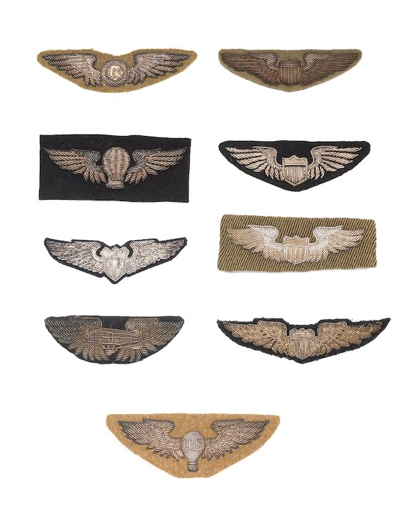 Bonhams : A lot of post-World War 1 embroidered wings