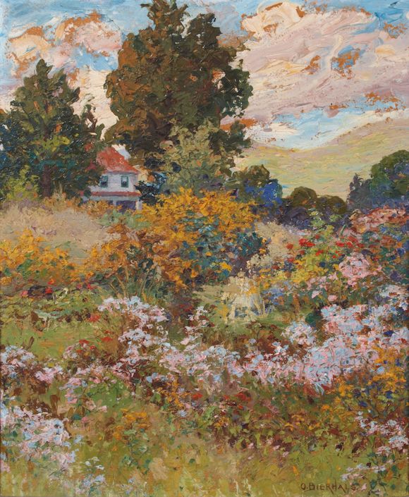 Bonhams : Otto Bierhals (American, 1879-1935) Summmer landscape 16 x 20in