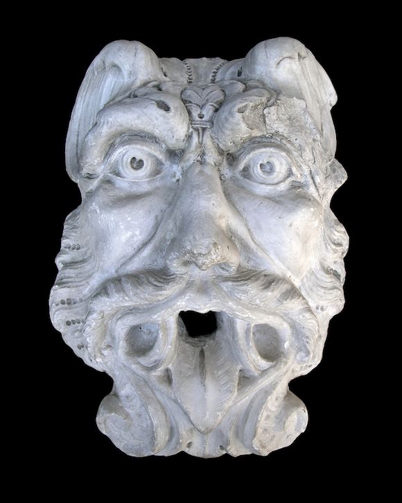Bonhams : An unusual Italian Baroque white marble mask of a grotesque