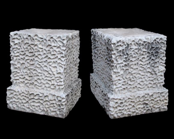 Bonhams : Two Italian Baroque style rusticated cast stone pedestals
