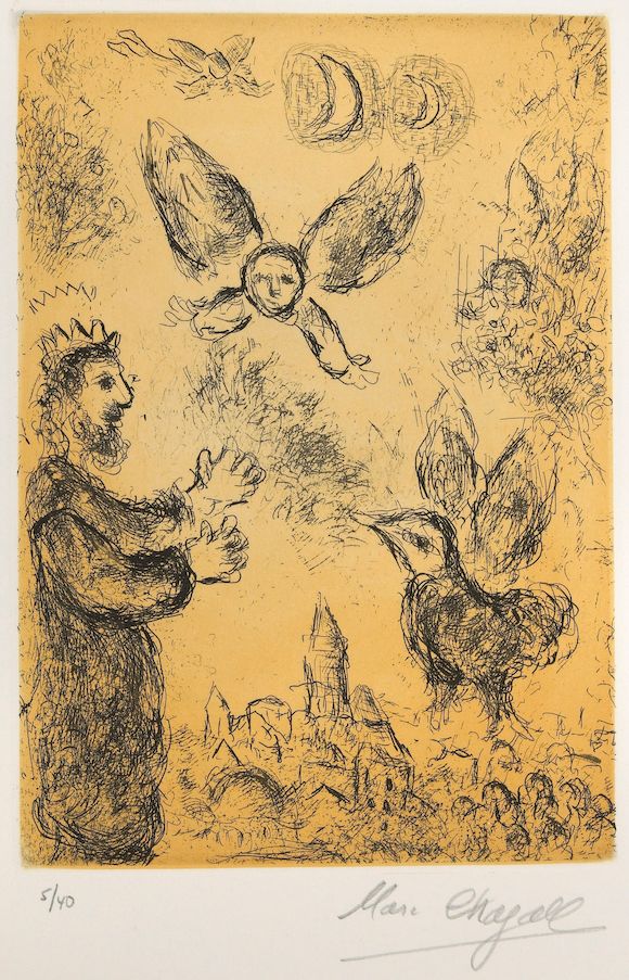 Bonhams : Marc Chagall (Russian/French, 1887-1985); Pl. 23, from Psalms of David;
