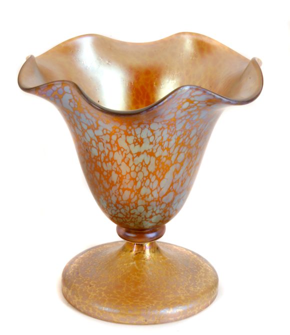 Bonhams : A Loetz iridescent glass footed flori-form vase