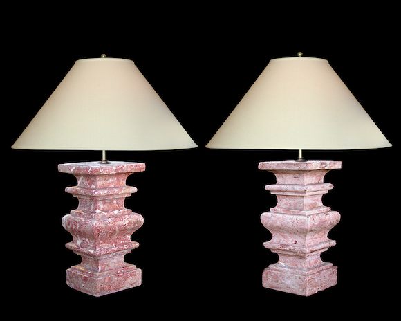 Bonhams : A pair of Italian Baroque coral marble balusters, now ...
